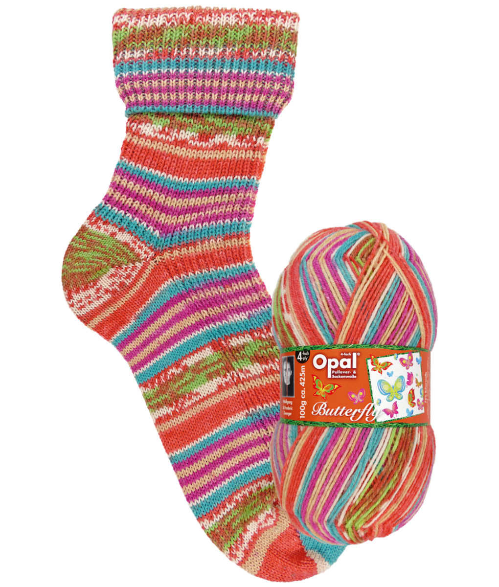 Opal Butterfly 9650 Turbulentes Landemanöver (Rough Landing) 4-ply sock ...